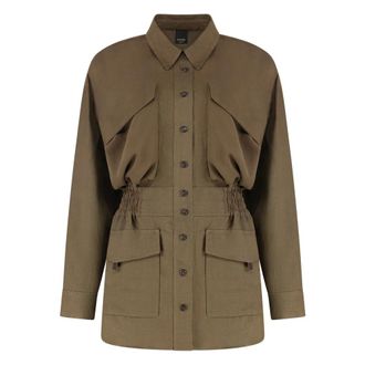 Pinko Pinko, Femme, Blouses et Chemises, Vert, Taille: 34 FR Overshirt en viscose avec cordon de serrage à la taille