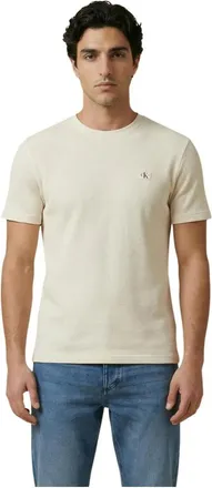 Calvin Klein Jeans Homme, Tops, Beige, Taille: M T-shirt &agrave; Manches Courtes et Col Rond