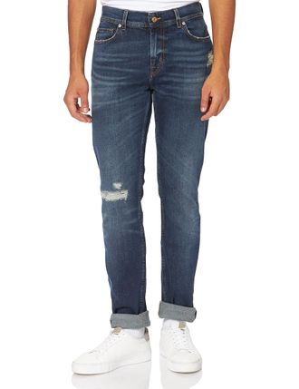 7 For All Mankind Herren Ronnie Shook Up Blue Jeans, Dark Blue, 40W 30L EU