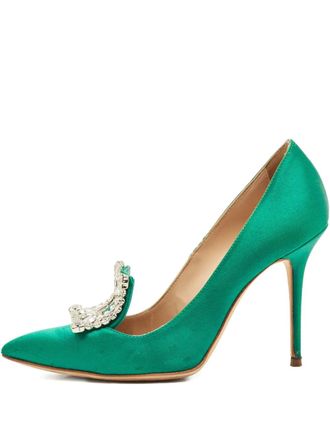 Manolo Blahnik escarpins Borlak &agrave; ornements en cristal - Vert
