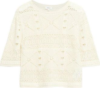 s.Oliver Kurzarmpullover Strickpullover Ajour-Strickpullover