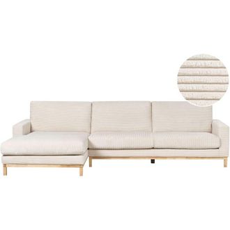 Beliani Ecksofa 4-Sitzer SIGGARD II Cord Hellbeige rechtsseitig