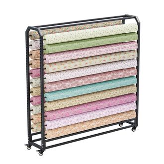 Generic Gewerbliches Stoffrollen-Lagerregal Mit Verstellbarer Aufhängestange, Fahrbares Großes Stoffpräsentationsregal Mit Rollen, for Tapeten/Tischdecken/Ges