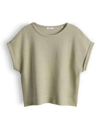 OPUS Kurzarmshirt Sishell aus Jersey mit Wabenstruktur Aufschlag am &Auml;rmel, leichte Transparenz, weicher Griff, Casual