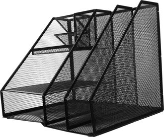 Garneck Metall Mesh File Organizer mit Stifthalter Fächer Robuster Dokumentenhalter für Büro Schreibtisch Langlebiger Organizer für Akten