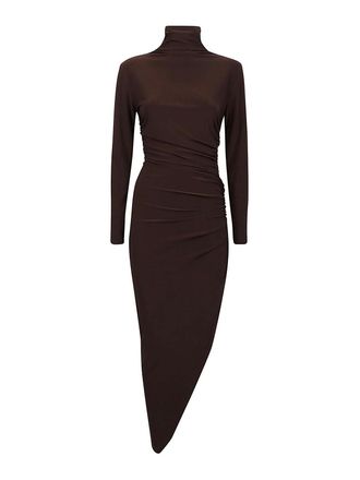 Norma Kamali Robe Au Genou - Marron Foncé