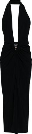 CHRISTOPHER ESBER Pierced Orbit Neckholder-Kleid mit Schlitz - Schwarz