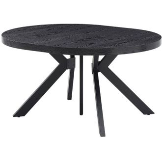 Vente-Unique Table &agrave; manger extensible 6 &agrave; 12 couverts en MDF et acier - Noir - KOMONI