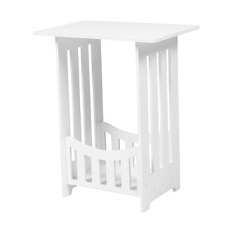 Happyyami Moderner Mini Beistelltisch mit Ablage Kompakter Nachttisch f&uuml;r Kleine R&auml;ume Stabiler Runder Couchtisch aus Wei&szlig;em Platzsparendes Home Furniture f&uuml;r S