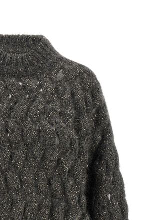 Brunello Cucinelli Dazzling Waves Sweater - charcoal