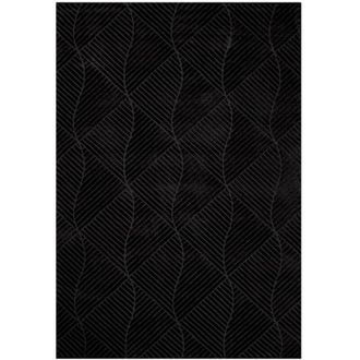 Tara Tara - Tapis de salon à relief Géométrique couleur uni noir 120x160cm