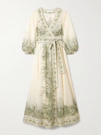 Zimmermann Robe Midi Portefeuille En Voile De Coton Imprim&eacute; &Agrave; Ceinture Wanderlust - Vert