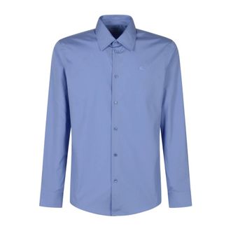Burberry Homme, Chemises, Bleu, Taille: L Chemise en popeline de coton coupe regular