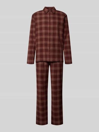 Schiesser Pyjama aus reiner Baumwolle mit Knopfleiste und Umlegekragen