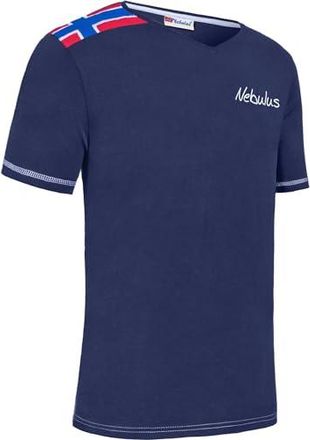 Nebulus T-shirt Ready pour homme avec col en V, Bleu marine/blanc, L