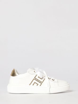 Elisabetta Franchi La Mia Bambina Leder-Sneakers mit Strass-Logo