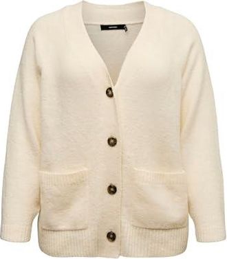 Vero Moda CURVE Neck Button Vmcboom Ls Cardigan &agrave; col en V avec Bouton G Cur, Bouleau, L Femme