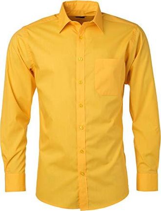 James & Nicholson Homme Chemise Classique Popeline avec Finition Easy Care (XXL, Jaune)