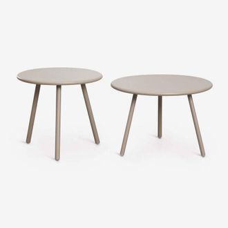 Sklum Set aus 2 Beistelltischen f&uuml;r den Garten aus Stahl Aradina Moka Braun