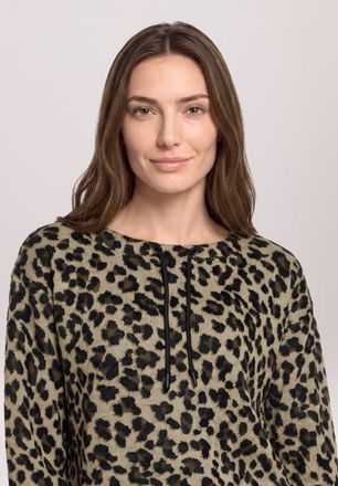 Betty Barclay Sweatshirt BETTY BARCLAY Damen mit Kordelzug, Damen, Gr. 36, beige (braun, schwarz), Steppware, Obermaterial: 51% Polyamid, 32% Polyester, 17% Viskose