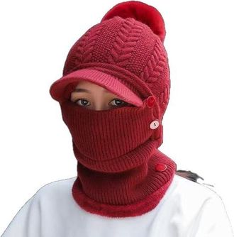 Generic Bonnet Femme Hiver Bonnet Femme Chapeau Femme Hiver Confortable Classique - Cache-Oreilles Doubl&eacute; Polaire Hiver, Tricot Thermique, Id&eacute;al pour Ski, Ran