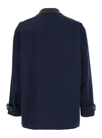 After Pray Mens Blue Jacket With Leather Collar Cotton Coat