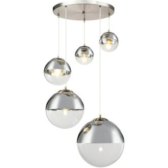 Globo Lighting Pendelleuchte VARUS 5-flammig Glaskugeln Design in Chrom & Klarglas, &Oslash; 65cm
