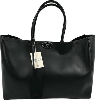Valentino Garavani Shopper - Valentino Garavani VLOGO Large Leather Shopper Bag - Gr. unisize - in Schwarz - für Damen