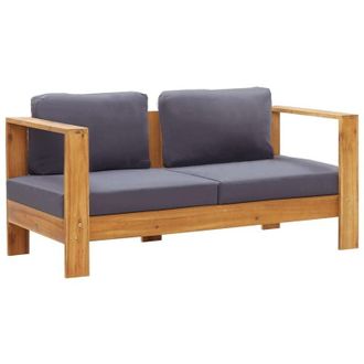 vidaXL Gartenbank mit Auflagen 140 cm Massivholz Akazie Grau vidaXL