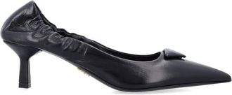 Prada Hohe Schuhe - Black Leather Pumps With Tapered Silhouette And Ge - Gr. 37,5 (EU) - in Schwarz - f&uuml;r Damen