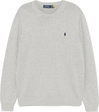 Ralph Lauren Pull en maille &agrave; col rond avec logo brod&eacute; - Homme - Pulls - Gris - Taille: XL