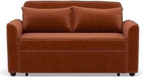 Best Mobilier Ernest - Canap&eacute; Droit 2 Places Convertible en Velours c&ocirc;tel&eacute;, Terracotta