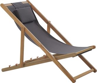 Beliani Trendy Liege Akazienholz Auflage grau Avellino