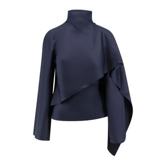 R&oacute;he Seidenschal Foulard Bluse - - Blouses & Shirts - Damen - Blau - S