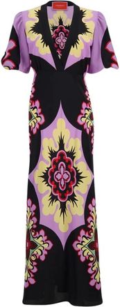 La DoubleJ Femme, Robes, Multicolore, Taille: 36 FR Marlene Silk Palazzo Plac&eacute;e Maxi Dress