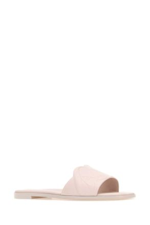 Alexander McQueen Womens Pastel Pink Leather Slippers Clayclay Flat Shoes