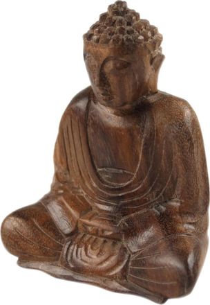 Guru Shop Holzbuddha, Buddha Statue, Handarbeit 11 cm, Dhyana Mudra - Design 1