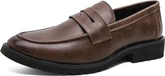 Generic Mocassins for Hommes Chaussures Bout Pointu en Cuir PU Penny Mocassins l&eacute;gers Confortables antid&eacute;rapants Classiques d&eacute;contract&eacute;s &agrave; Enfiler(Marron,43 E