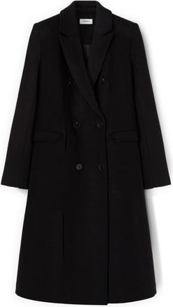Motivi Femme, Manteaux, Noir, Taille: 34 FR Manteau crois&eacute; en drap de laine m&eacute;lang&eacute;e