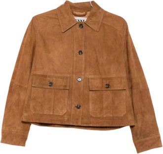 Pennyblack Femme, Vestes, Brun, Taille: 38 FR Buttoned Flap-Pocket Jacket