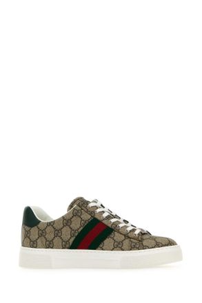 Gucci Womens Gg Supreme Fabric Gucci Ace Sneakers Beiebonyvrvgreen