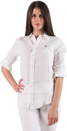 Ralph Lauren Femme, Blouses et Chemises, Blanc, Taille: 36 FR Chemise en lin coupe classique
