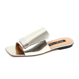 Sergio Rossi Geknackter Effekt Silber Sandale Schuh - - Shoes - Damen - Gelb - 35 EU
