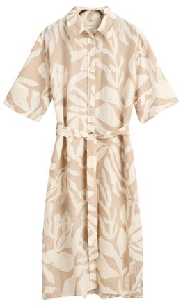GANT Damen REL Palm Print Linen Shirt Dress Kleid, Dry Sand, 38