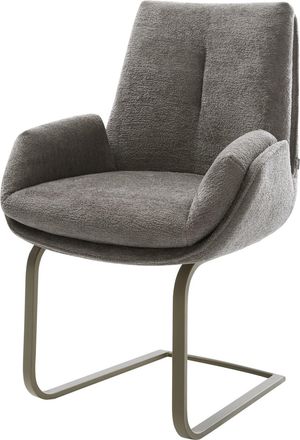 DELIFE Schwingstuhl Clea-Flex Freischwinger flach Effektfinish Titan Boucl&eacute; Soft Schlamm