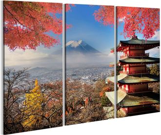 Islandburner Bild Bilder auf Leinwand Mt. Fuji mit Herbstfarben in Japan. Wandbild, Poster, Leinwandbild NPG