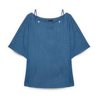 Fiorella Rubino Bootshals-Bluse - - Blouses & Shirts - Damen - Blau - L