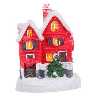 Lurrose Mini-weihnachtshaus aus Kunstharz Dorfhaus-dekor f&uuml;r Winterdorf Schneehaus-Ornament f&uuml;r Weihnachtsschmuck Mini-hausfiguren f&uuml;r Terrarium und Bonsai Mi