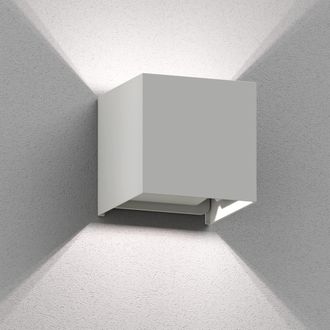 LEDs Com Wandleuchte CUBEL für außen, weiß, IP65, Up & Downlight, quadratisch + LED Lampe 596lm, weiß
