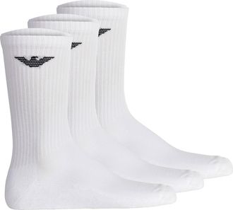 Emporio Armani Herren Casual Cotton 3-Pack Sneaker Socks 3er-Pack Sneakersocken, Wei&szlig;/Wei&szlig;/Wei&szlig;, L-XL